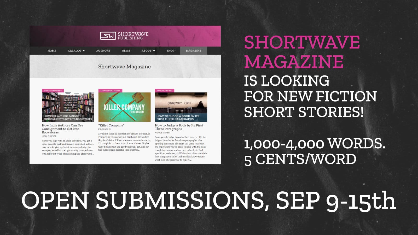 SHORTWAVE MAGAZINE - Open Submissions Fall 2023 Guidelines - Shortwave Publishing