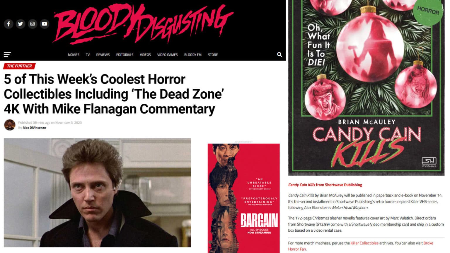 Bloody Disgusting spotlights CANDY CAIN KILLS - Shortwave Publishing