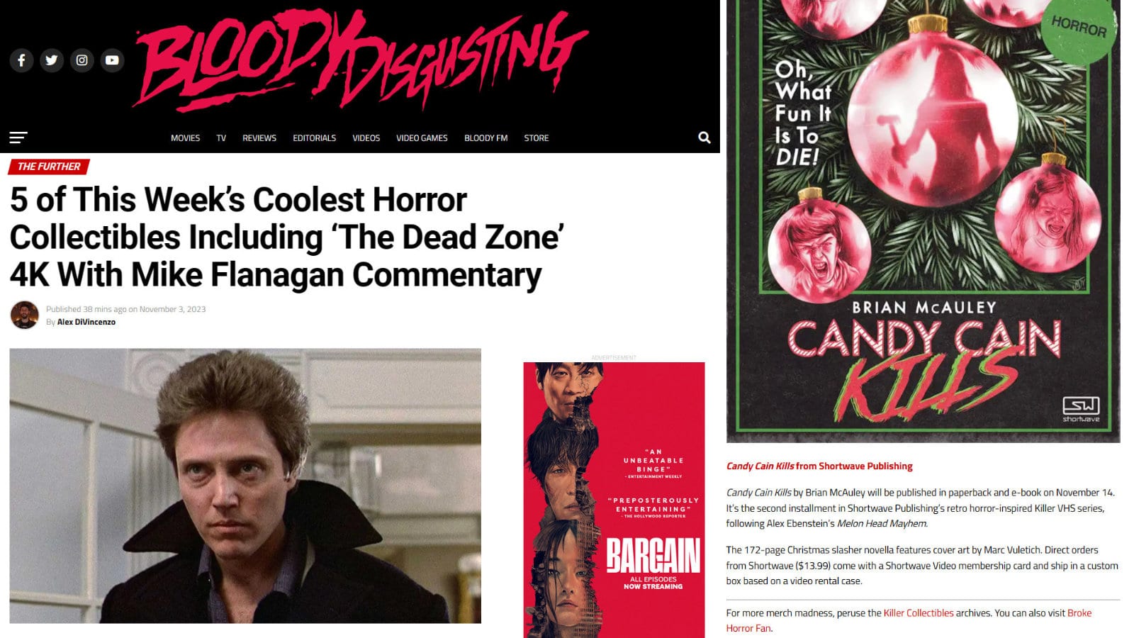Bloody Disgusting spotlights CANDY CAIN KILLS - Shortwave Publishing